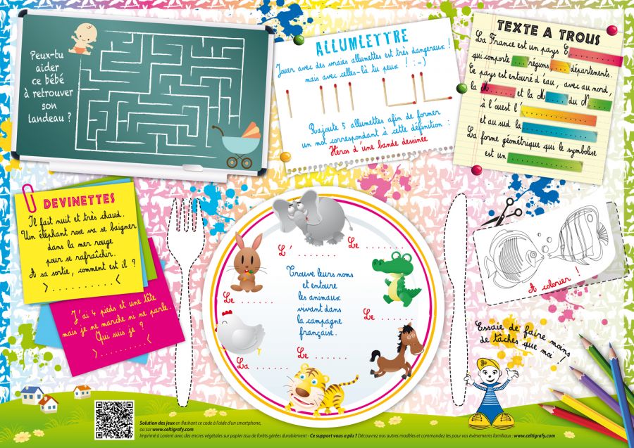 Commandez vos sets de table pour enfants